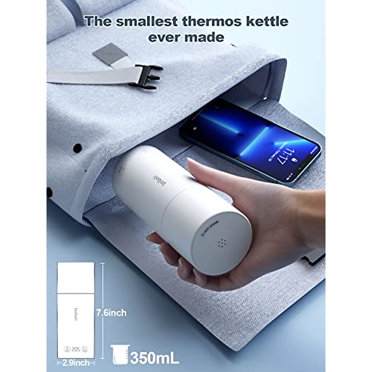 balbali Travel Kettle Electric Small 9 Preset Temp - Portable Kettle for Travel - Mini Hot Water Boiler/Maker/Warmer/Heater for Tea - Small Size One Cup Bottle/Thermos for Boil Water Single/Personal