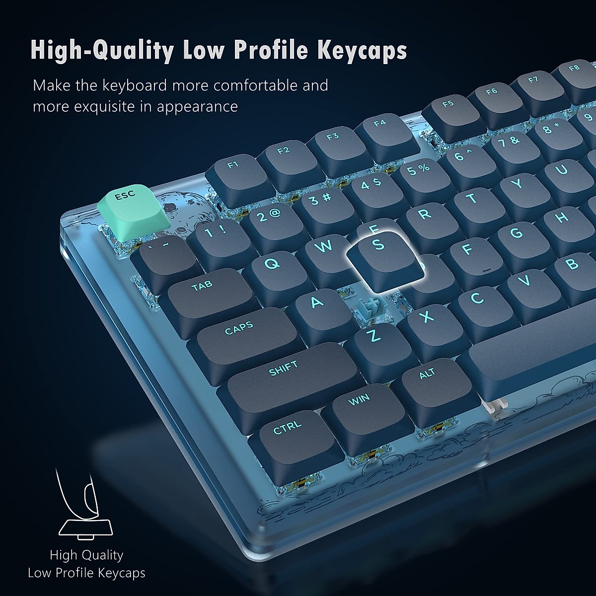 Womier K87 75% Keyboard, TKL Mechanical Keyboard, Hot Swappable Mechanical Gaming Keyboard, RGB 87 Keys Planet Theme Keyboard for Win/Mac/PC, Pro Driver/Software Supported (Linear Sky Switch)