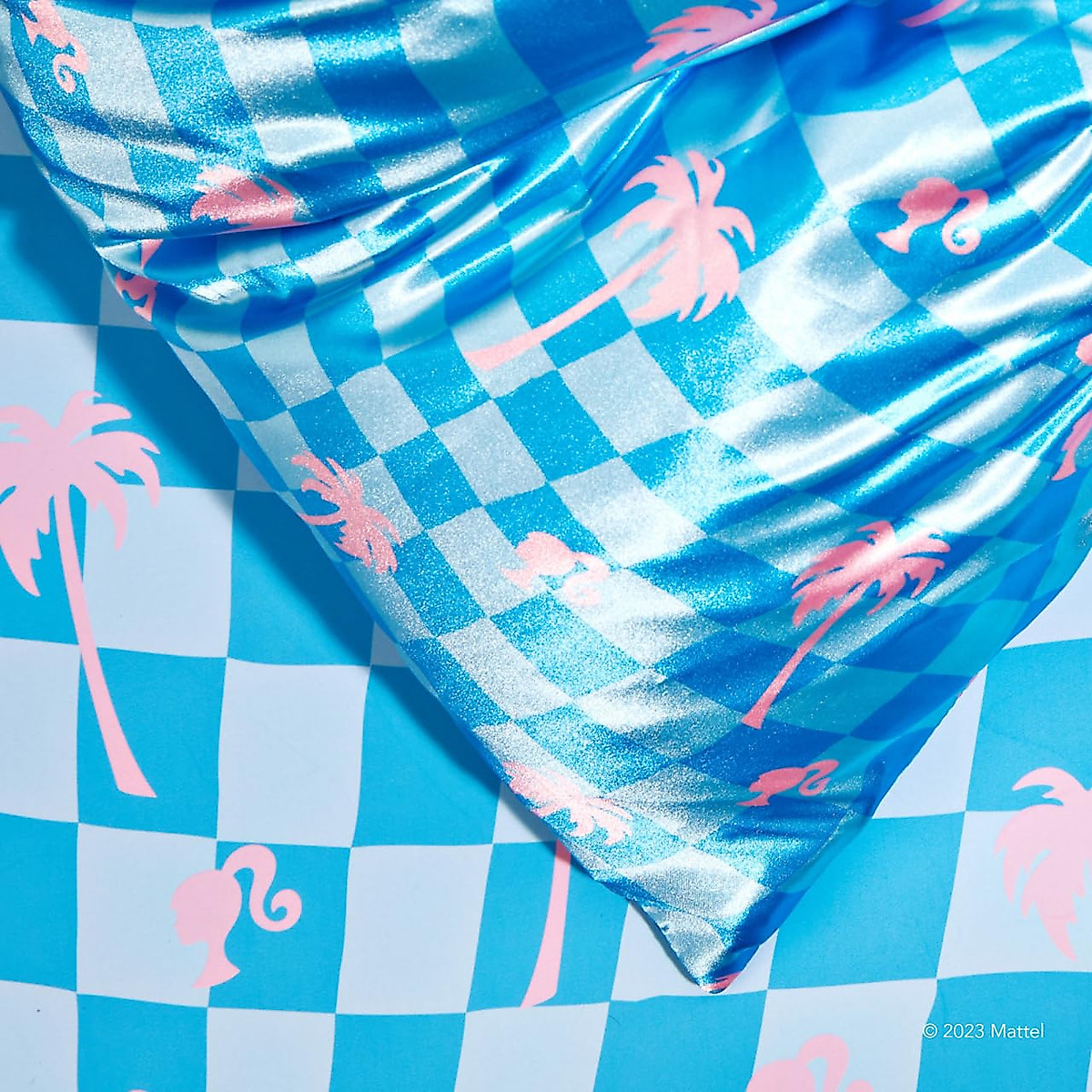 Barbie x Kitsch Satin Pillowcase with Zipper - Softer Than Silk Pillow Cases for Hair and Skin | Cooling Pillow Cases Covers | Satin Pillow Cases Standard Size 19x26 (Malibu Barbie, 1 Pack)