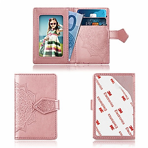Ezavan Phone Wallet Stick On, Women Leather Adhesive Card Holder for Phone Case | Compatible with Most of Cell Phone iPhone Samsung | Convenient and Stylish Phone Wallet for Women (Rose Gold)