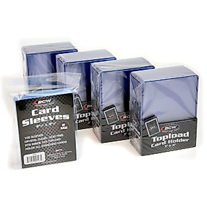 BCW 100 Top Loaders + Penny Sleeves | 100 Each: Trading Card Sleeves & Toploaders for Cards | for Your TCG, Pokemon, MTG Cards, Ultra Clear Baseball Card Protectors. for Pro Collectors and Hobbyists