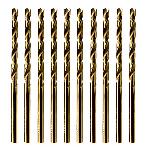 MAXTOOL 7/64" 10pcs Identical Jobber Length Drills HSS M35 Twist Drill Bits 5% Cobalt Fully Ground Golden Straight Shank Drills; JBF35G10R07P10