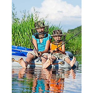 2 Pieces Mosquito Head Mesh Mosquito Cap Net Hat Face Cover with Zipper Foldable Fly Protection Netting Hat for Fishing Hiking Gardening