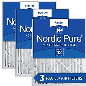 Nordic Pure 20x25x2 (19 1/2 x 24 1/2 x 1 3/4) Pleated MERV 12 Air Filters 3 Pack