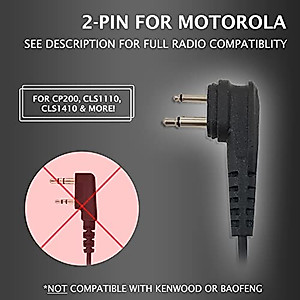 ProMaxPower 1-Wire C-Shape Swivel Earpiece Headset with PTT Button Mic for Motorola Two-Way Radio Walkie Talkies Mag One BPR40 CP100, CP200D, CLS1110, CLS1410, EP450, GP308, RDM2070D, RMU2040, RMU2080