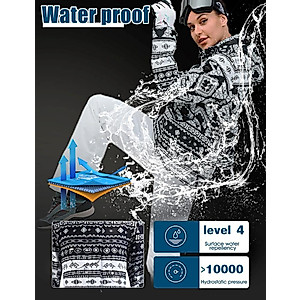 RIUIYELE Women's Ski Suit Windproof Waterproof Snowboard Colorful Printed Ski Jacket and Pants Set (Style8, M)