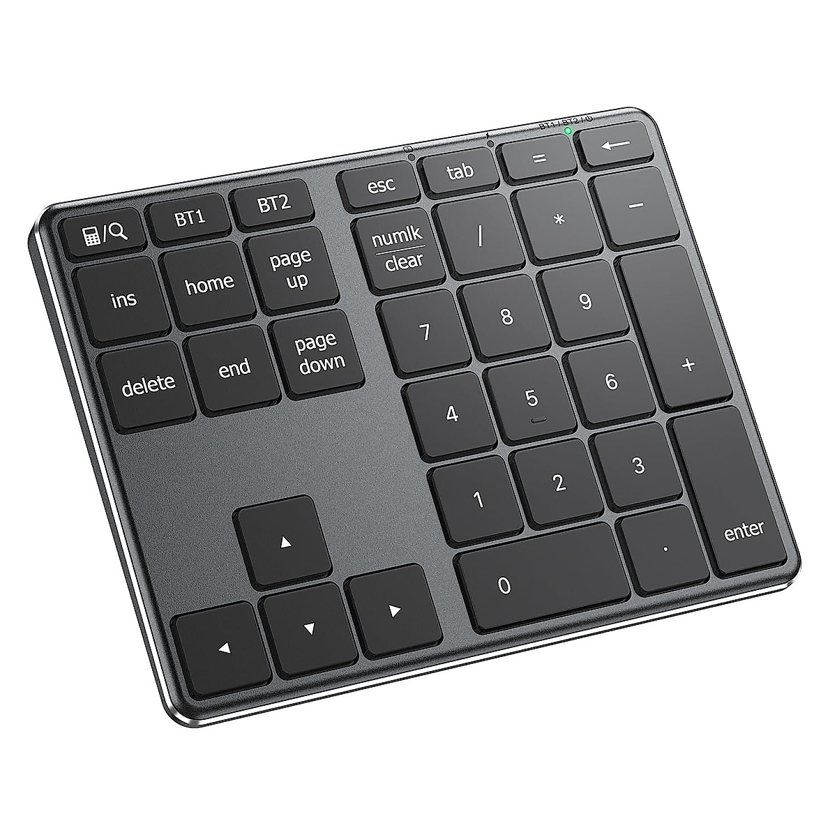 iClever Number Pad, Aluminum Wireless Number Pad for Multi Devices, USB-C Rechargeable, External 34-Keys Bluetooth Keyboard for Data Entry, Compatible for Laptop, Mac, iMac, Tablet, PC Desktop