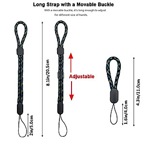 20 Pcs Hand Wrist Strap Lanyard and Small Finger Lanyard Strap, 2 Types Adjustable Colorful Nylon Hand Wrist Straps and Finger Strap for Mobile Phone Camera Keys USB Flash Drives Keychain Wallet Badge