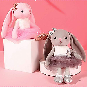 Ruzucoda Ballerina Dolls Plush Bunny Rabbit Soft Toys Ballet Dance Recital Gifts for Girls Gray 15.5 Inches