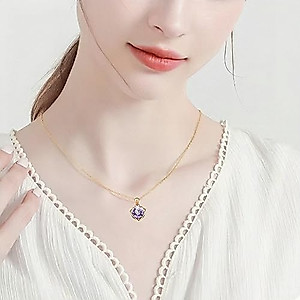 MZLYQ 3pcs Crystal Heart Pendant Necklace Earrings Bracelet Set Hypoallergenic Purple Love Heart Pendant Jewelry for Women Teen Girls Daughter Gifts(purple)