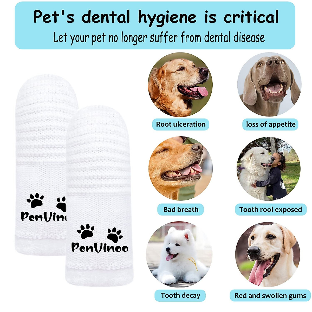 20 PCS Pet Dog Soft Toothbrush Dog Toothbrush Finger Toothbrush pet Toothbrush Small to Large Dogs
