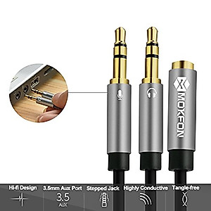 Combo Audio Adapters Cable Headphone Y Splitter with Mic and Audio Male to Female 3.5mm PC Headset Extension Stereo Jack Cables for Computer,Laptop,Earphone and More 3.9 Inch (Black)