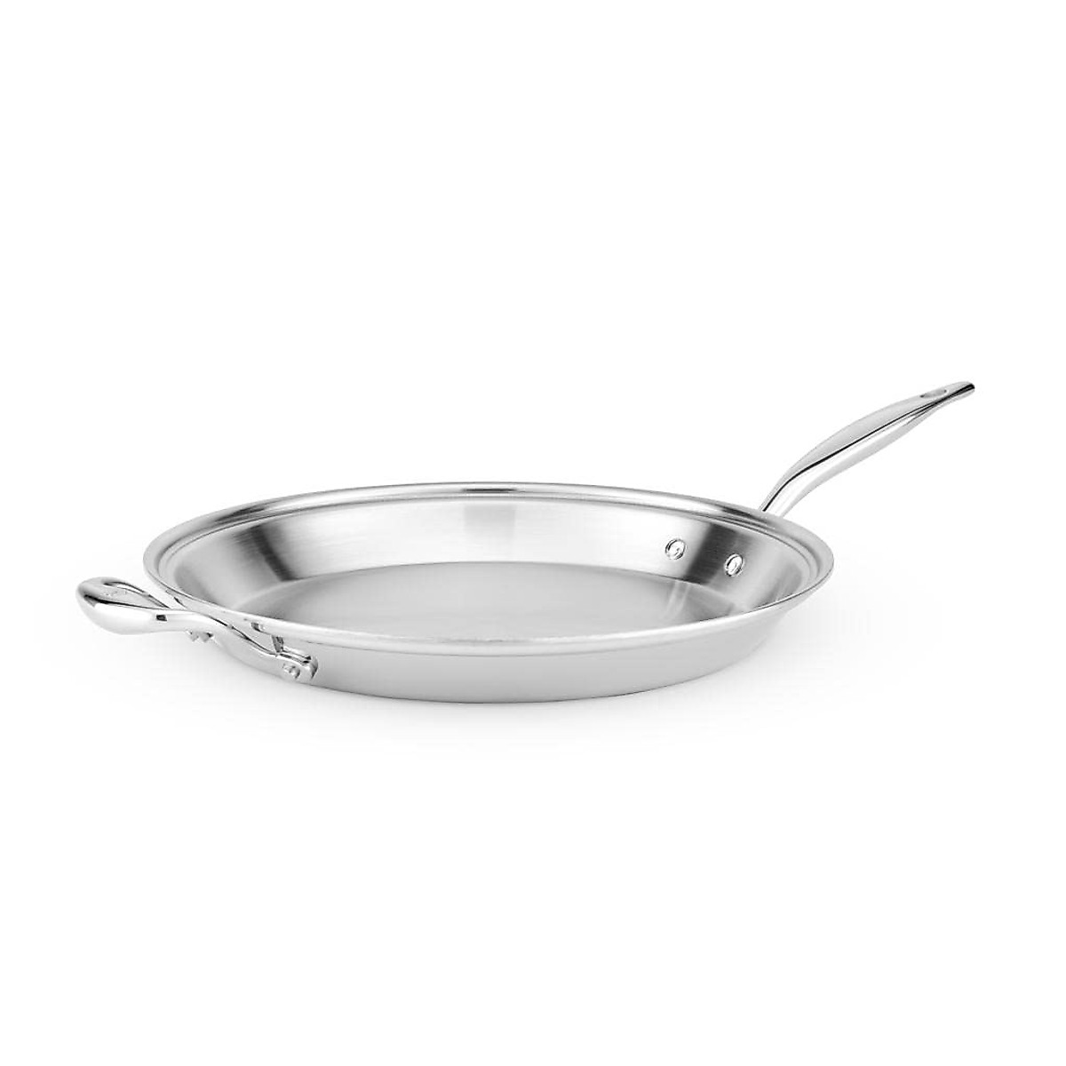 Heritage Steel 13.5" French Skillet with Lid - Made in USA - Titanium Strengthened 316Ti Stainless Steel with 5-Ply Construction - Induction-Ready and Fully Clad
