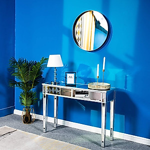 VINGLI Mirrored Vanity Desk with 2 Drawers, Modern Console Table/Sofa Table/Makeup Table (Silver, 41'' x 14'' x 30'')