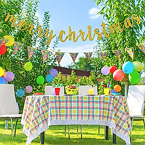 Talroine Glitter Merry Christmas Banner, Holiday Party Garland Bunting, Christmas Party Decoration Supplies
