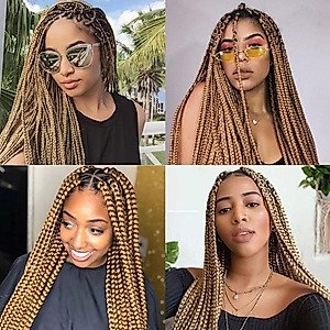 27 Braiding Hair Pre Stretched 26 inch 8 packs Honey Blonde Braiding Hair for Braids Professional Soft Yaki Synthetic Braids Hair Extension Hot Water Setting