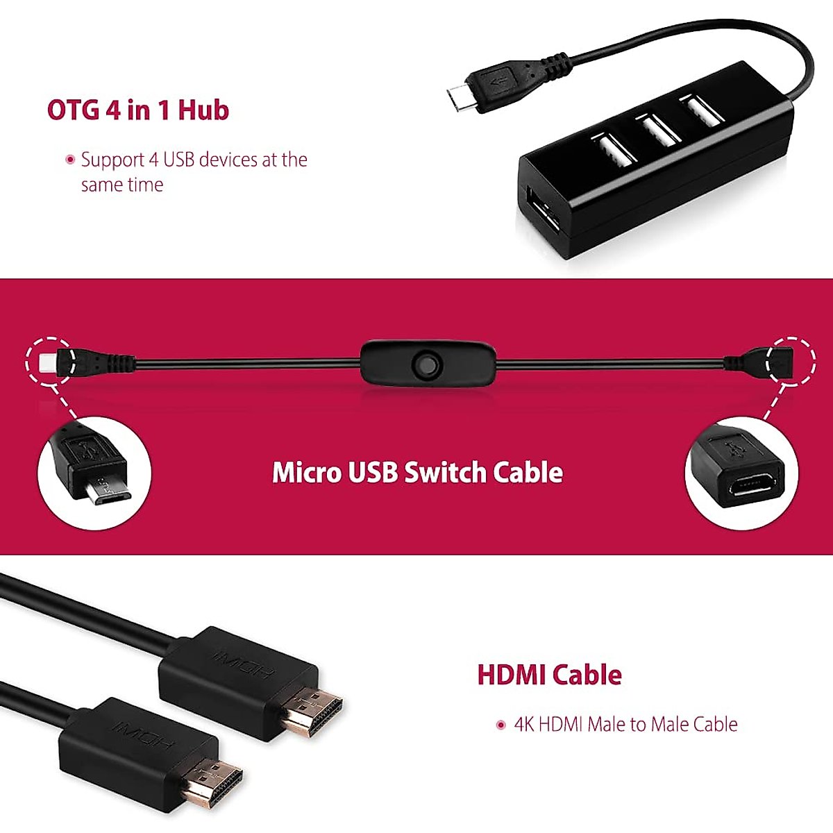 GeeekPi Starter Kit for Raspberry Pi Zero 2 W, with Zero 2 W Aluminum Case, 64GB Card Preloaded OS, QC3.0 Power Supply, 20Pin Header, Micro USB to OTG Adapter, HDMI Cable, Heatsink, Switch Cable