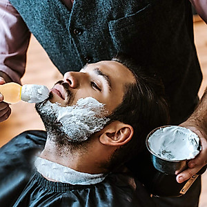 Set of 3, Shave Brush and Shaving Soap Bowl, DaKuan 2 Pcs Wooden Handle Shaving Brushes and Stainless Steel Shaving Mug for Professional Hair Salon Tool