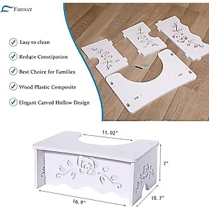 Fanwer Squatting Toilet Stool - Poop Stool for Bathroom, Toilet Potty Stool, Wood-Plastic Composite, 7 Inch, Bathroom Stool for Adults, Elderly