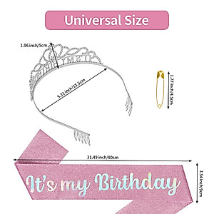 Pink Birthday Crown Adult Woman & Glitter Its My Birthday Sash for Women Birthday Tiara for Women Birthday Hat Birthday Girl Crown Pink Crown for Women Parties Favors Pink Birthday Decorations