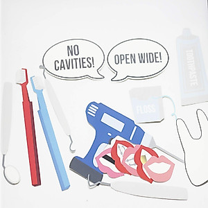 BinaryABC Dentist Photo Booth Props,Doctor Photo Booth Props,Dentist Graduation Party Supplies 16pcs
