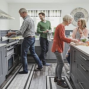 Homergy Anti Fatigue Kitchen Mats for Floor 2 PCS, Memory Foam Cushioned Rugs, Comfort Standing Desk Mats for Office, Home, Laundry Room, Waterproof & Ergonomic, 17.3×30.3 & 17.3×59, Fabric Black