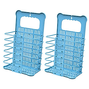 Cabilock 2pcs Folding Laundry Basket Hanging Wall Laundry Basket Collapsing Laundry Baskets Laundry Basket Organizer Wall Mounted Basket Wall Laundry Hamper Plastic Foldable Storage Rack