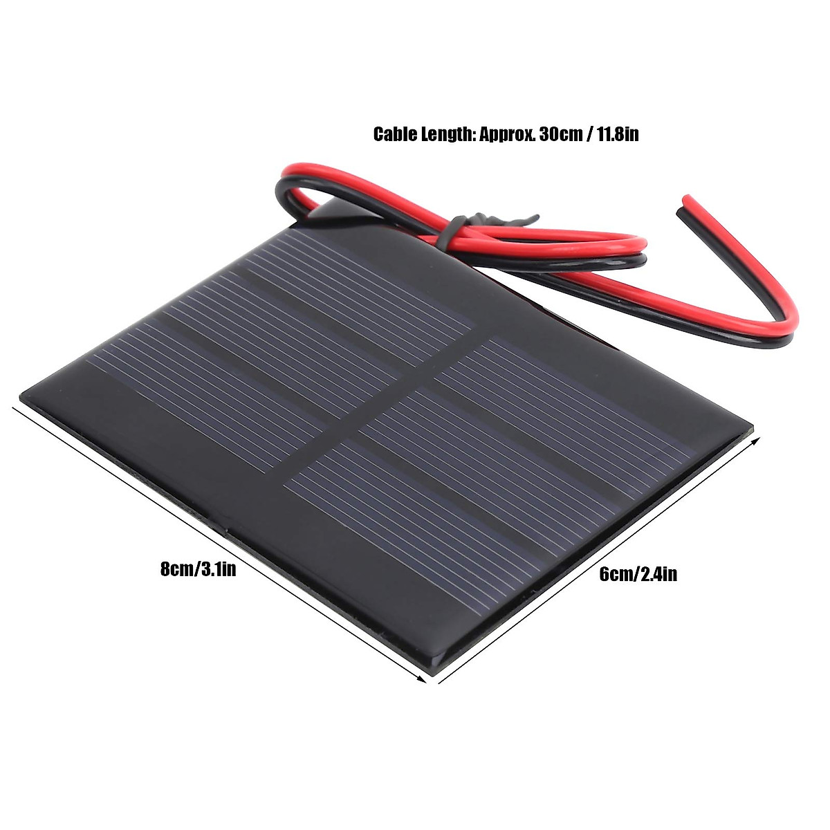 5Pcs Portable Solar Panel, Mini Solar Panel Battery Cell Board Module, Suitable for Making Solar Toys, DIY, with 30cm Wire 60 x 80 x 3MM DC 0.65W 1.5V