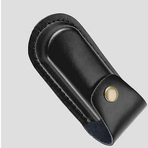 Leather Knife 4" Holster with Belt Buckle – Holding Sheath for Pocket Knives, Folding Knife- Compact Draw EDC Knife Holster Belt – Black, Camping, Hunting, and Outdoors.