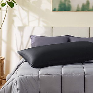 Bedsure Body Pillow Cover - Black Long Cooling Pillow Cases, 100% Rayon Derived from Bamboo, Soft & Breathable Body Pillowcase with Envelope Closure, Gifts for Women or Men, 1 Pack, 20x54 Inches