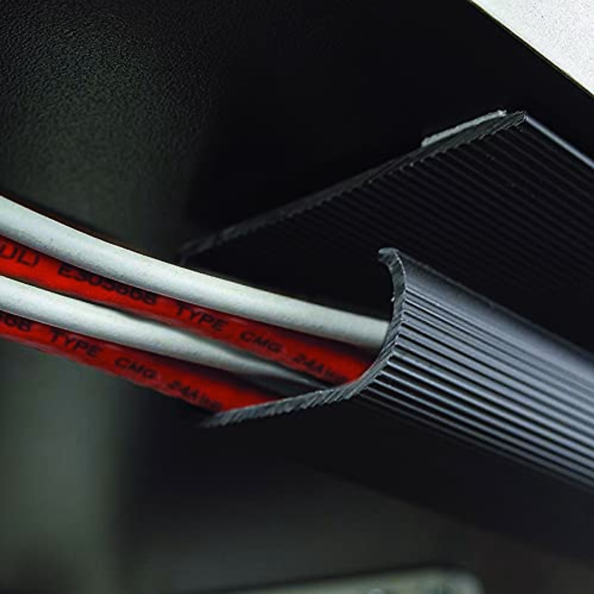 Electriduct Large J Channel Cable Raceway Self Adhesive Desk Cord Organizer and Wire Manager for Computer, Gaming and Entertainment Centers - Black - 48" (4 Feet)