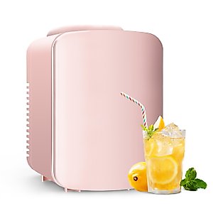 HealSmart Portable Mini Fridge, 4 Liter 6 Can Cooler and Warmer Compact Refrigerators 100% Freon-Free & Eco Friendly for Drinks, Food, Pink