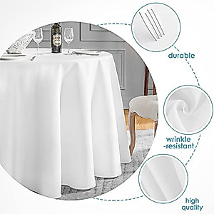 VidaFete 6 Pack 120inch Round Tablecloth Polyester Table Cloth，Stain Resistant and Wrinkle Polyester Dining Table Cover for Kitchen Dinning Party Wedding Rectangular Tabletop Buffet Decoration(White)