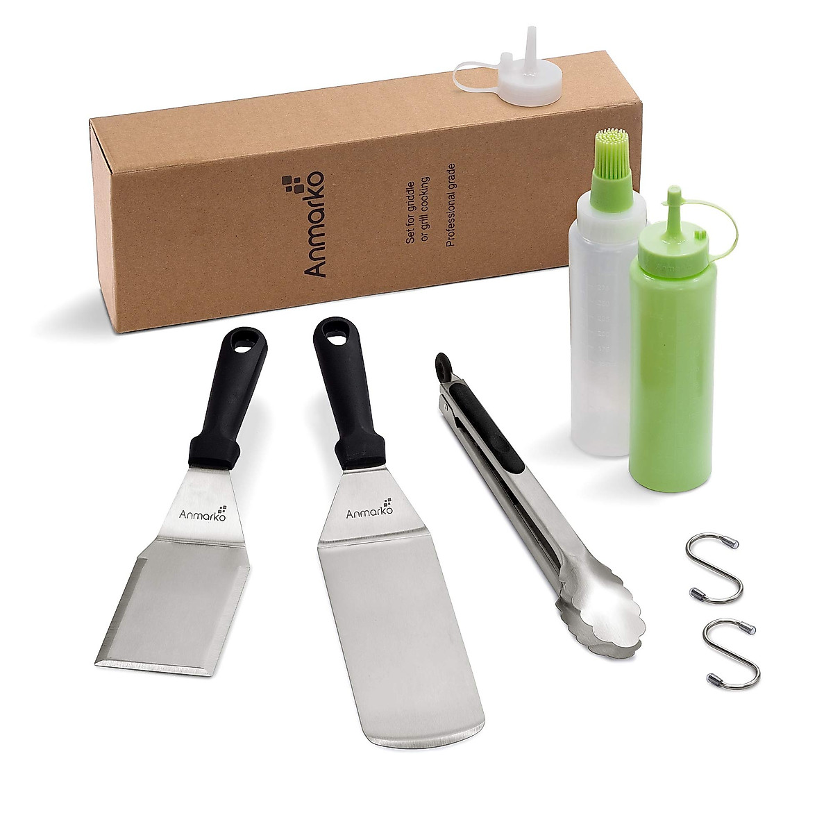 Metal Spatula Set of 4 - Griddle Accessories kit - Grill Flat Spatula Pancake Flipper Hamburger Turner - Metal Utensil Great for BBQ Grill Flat Top Cast Iron Griddle - Commercial Grade