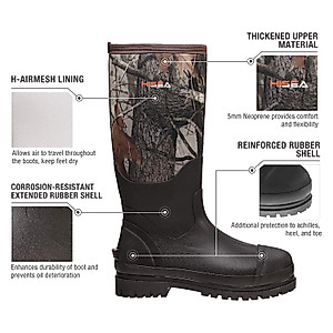 HISEA Men's Rubber Rain Boots Waterproof Neoprene Work Boot for Mud Outdoor