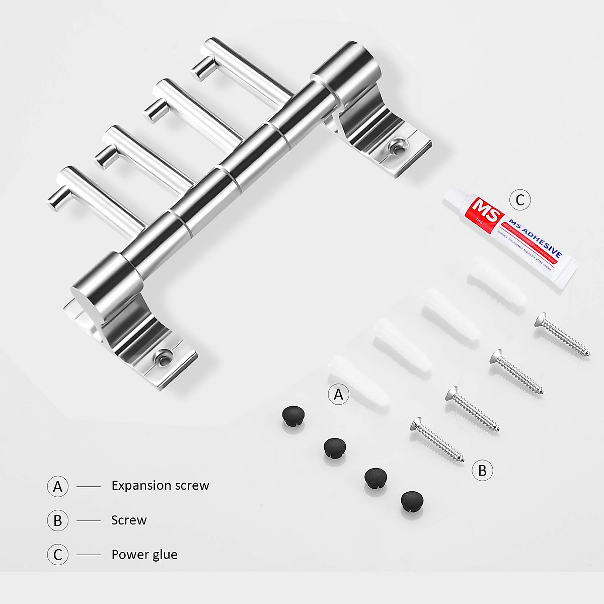 BAMTALK Swivel Towel Hooks Wall Coat Rack with 4 Swivel Arms, Towel Hooks for Bathrooms,Heavy Duty Wall Clothes Hooks, Swivel Coat Rack Hat Rack Wall Mount, Key Holder Hanger