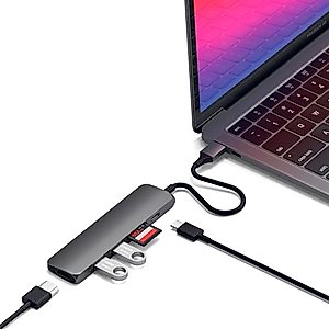 Satechi USB C Hub Multiport Adapter Slim V2, USB C Docking Station with 4K HDMI, 60W USB C PD Charging, 2 USB-A, Micro/SD Card Readers, for MacBook Pro/Air M1 M2 M3, Windows - Space Gray