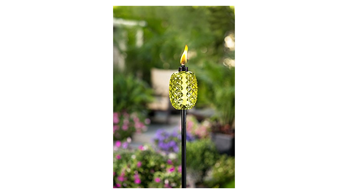 TIKI Green Glass Pineapple Torch – Versatile Outdoor Decorative Lighting