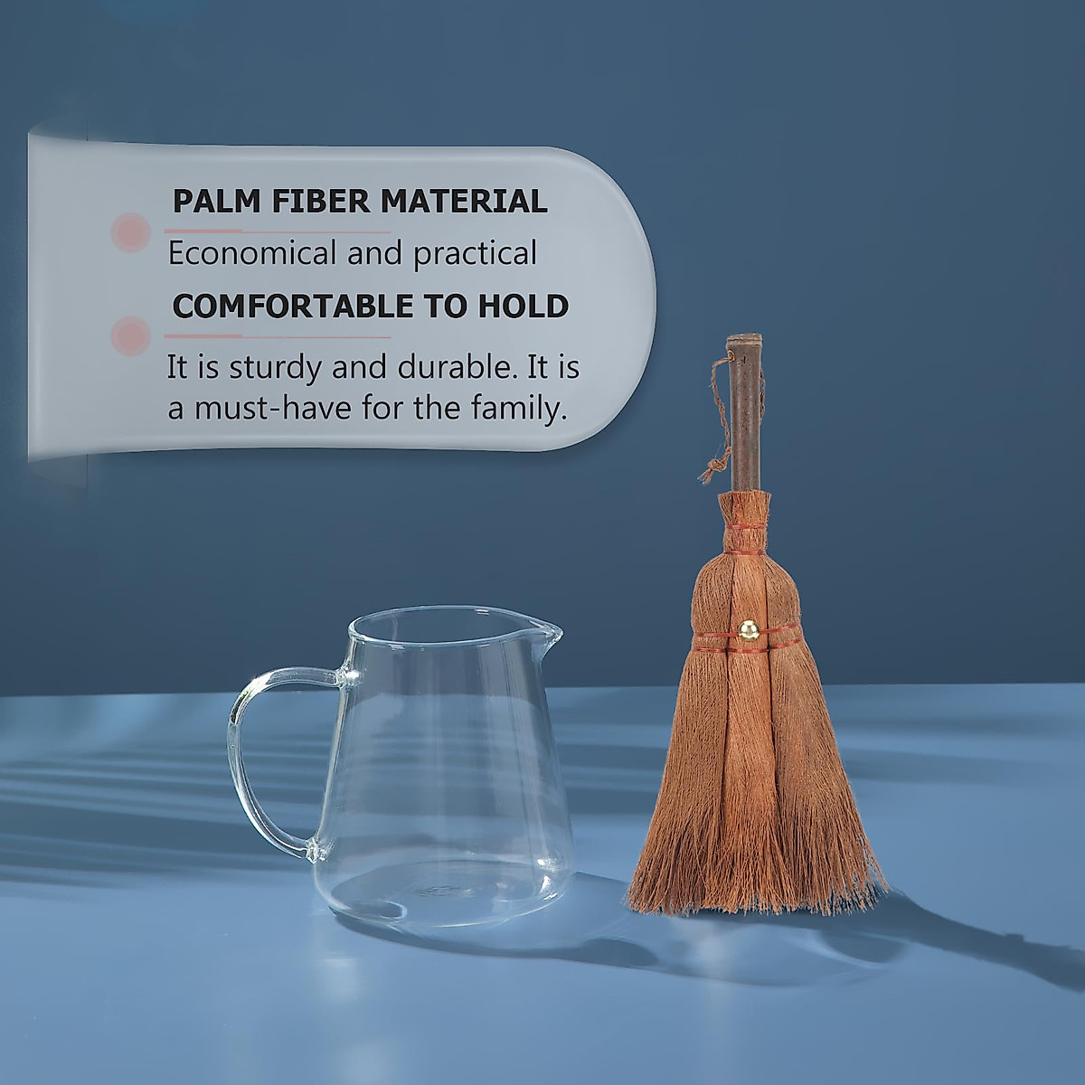 Cabilock Tea Tray Broom - Brown Silk Broom Straw Whisk Mini Broom for Home Tea Tray Small Whisk, Tea Ceremony Accessories for Dustpan Keyboard