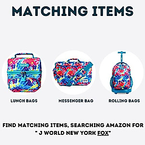 J World New York Casey Kids Lunch Bag. Cute Insulated Lunch-Box for Boys Girls, Fox