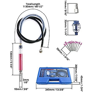 QWORK Air Micro Grinder, 1/8" Mini Pencil Polishing Cutting Tool Pneumatic Pencil Die Grinder, 65000 RPM Free Speed