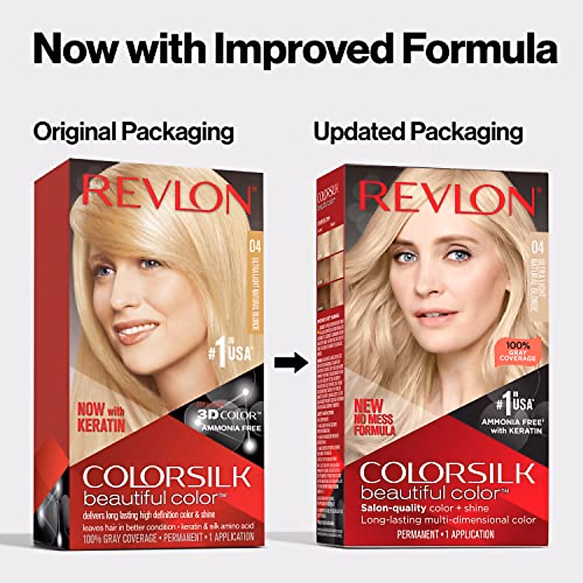 Revlon Colorsilk Beautiful Color Permanent Hair Color, Long-Lasting High-Definition Color, Shine & Silky Softness with 100% Gray Coverage, Ammonia Free, 081 Light Blonde, 1 Pack