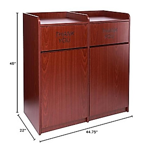 Displays2go Trash Receptacle for (2) 36 Gallon Bins, Thank You Message - Mahogany (LCKDPZSSSM2)