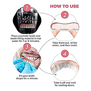 Fake Teeth, 2 PCS Dentures Teeth for Women and Men, Dental Veneers for Temporary Teeth Restoration, Nature and Comfortable to Protect Your Teeth and Regain Confident Smile, Natural Shade