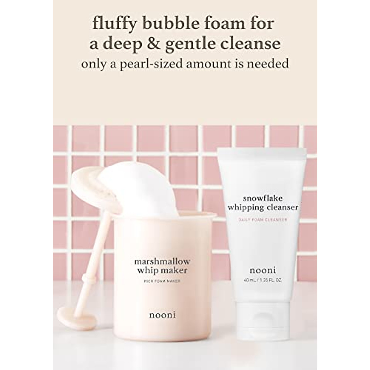 Nooni 2-in-1 Much Needed Facial Cleansing Kit - Whip Maker & Face Cleanser | Gift, Gift set, Foam Maker, Remove Impurities, Daily Routine, for All Skin Types