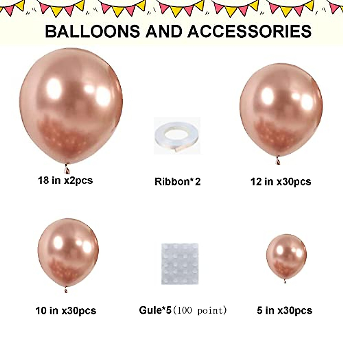 Rose Gold Balloons 92pcs Metallic Rose Gold Balloon Garland Arch Kit 5/10/12/18 Inch Different Sizes Rose Gold Latex Balloon For Wedding Girls Engagement Birthday Bachelorette Party Decorations
