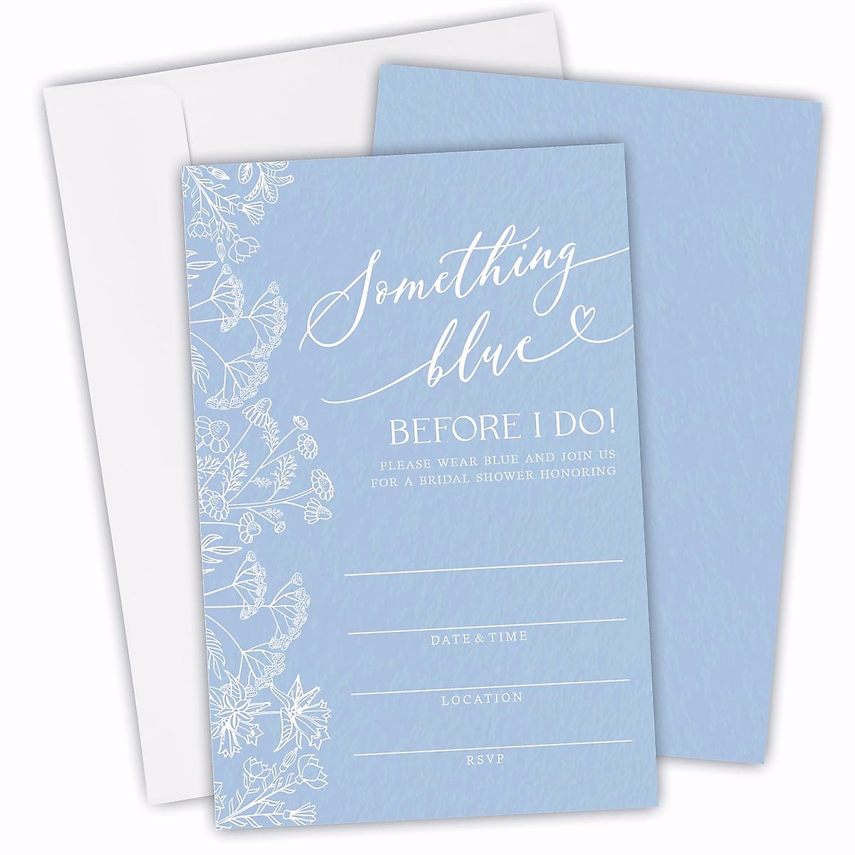 25 Bridal Shower Invitation With Envelopes - Something Blue Before I Do - Minimalism Blue Fill In Style Invitations For New Couples, Mr And Mrs, Newlyweds Invites, Party Favor & Supplies - A07