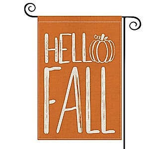 AVOIN colorlife Hello Fall Pumpkin Garden Flag Vertical Double Sided, Autumn Yard Outdoor Decoration 12 x 18 Inch