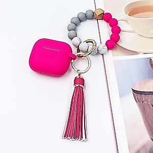 AirPods 3 Case Cover, KOUJAON Soft Silicone Skin Case for AirPods 3rd Generation with Bracelet Keychain Cute Apple Airpod 3 Cover for Women Girls (Hot Pink)