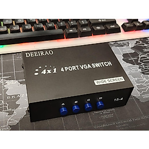 DEEIRAO VGA Switch Box, 4 Port 15 Pin Female (4 in 1 Out) Resolution up to 1920x1440 Signal Splitters for Electronic Apparatus PC Computer Monitor